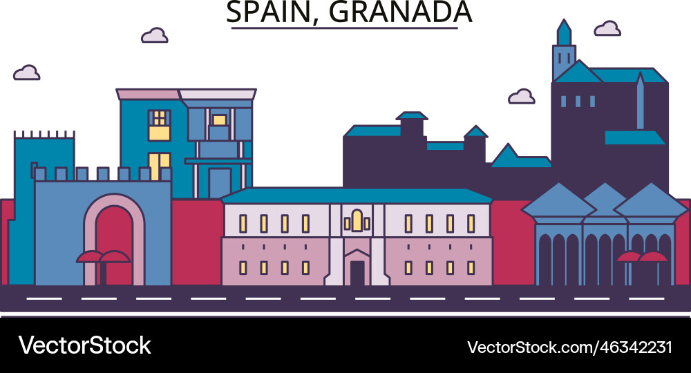 Spain granada tourism landmarks city Royalty Free Vector