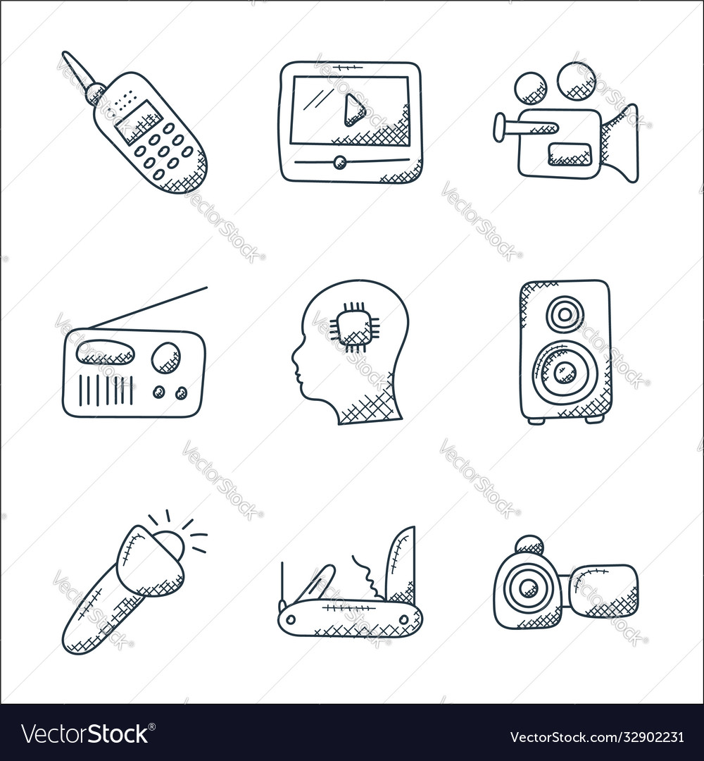 Technology line icons linear set quality line set Vector Image