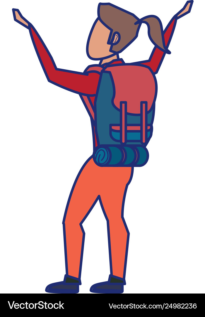 Backpacker hiking tourist adventure isolated Vector Image