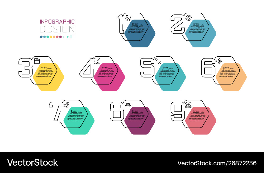 Black line minimal infographic design on hexagon Vector Image