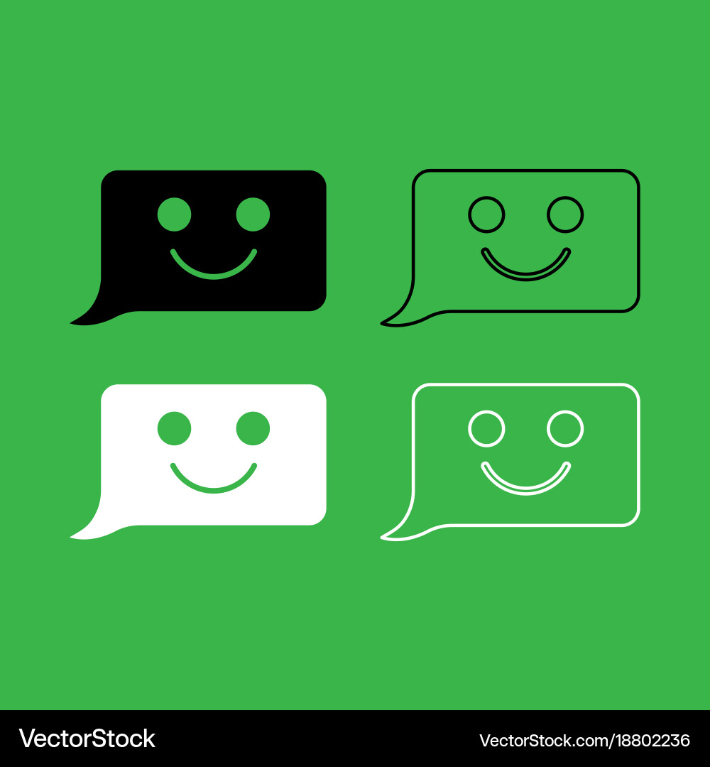 Comment smile message icon black and white color Vector Image