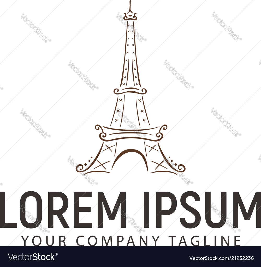 Eiffel tower logo hand drawn design concept Vector Image