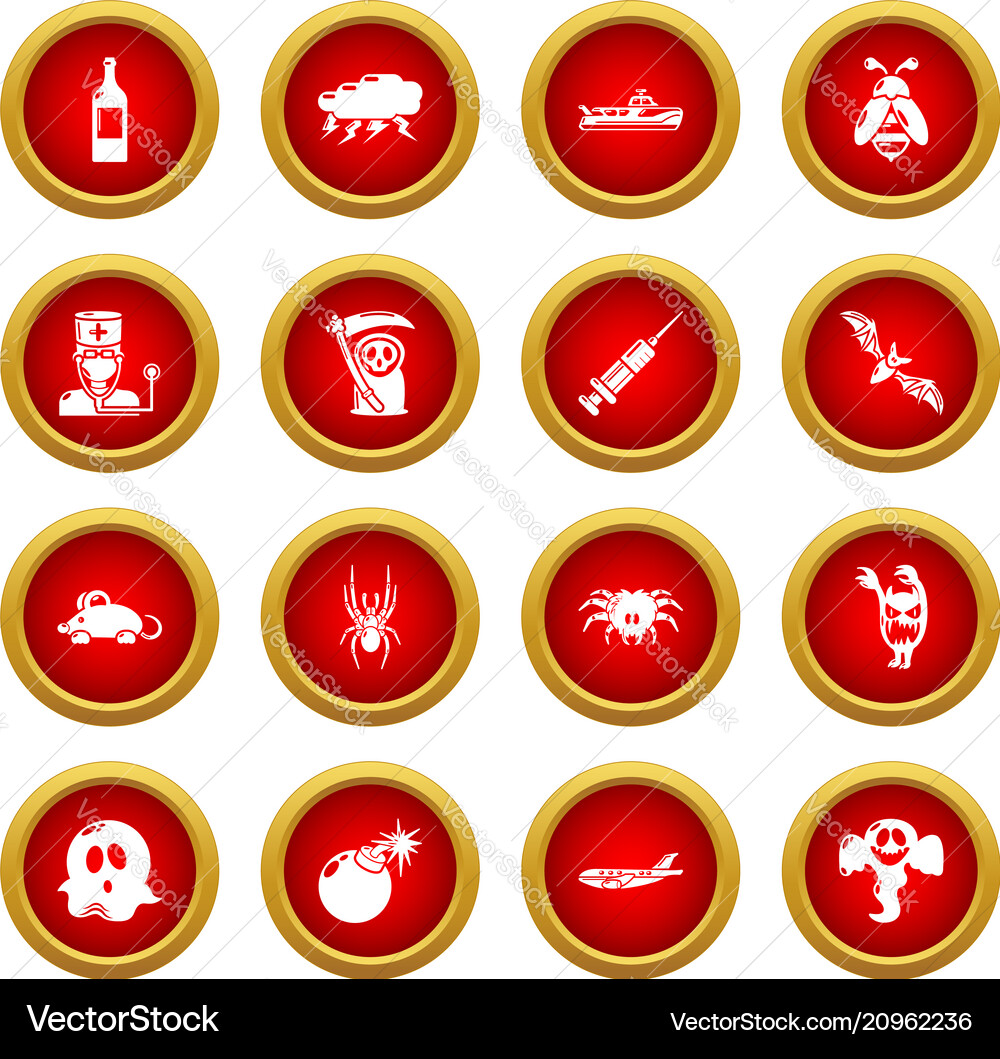 Fears phobias icons set simple style Royalty Free Vector