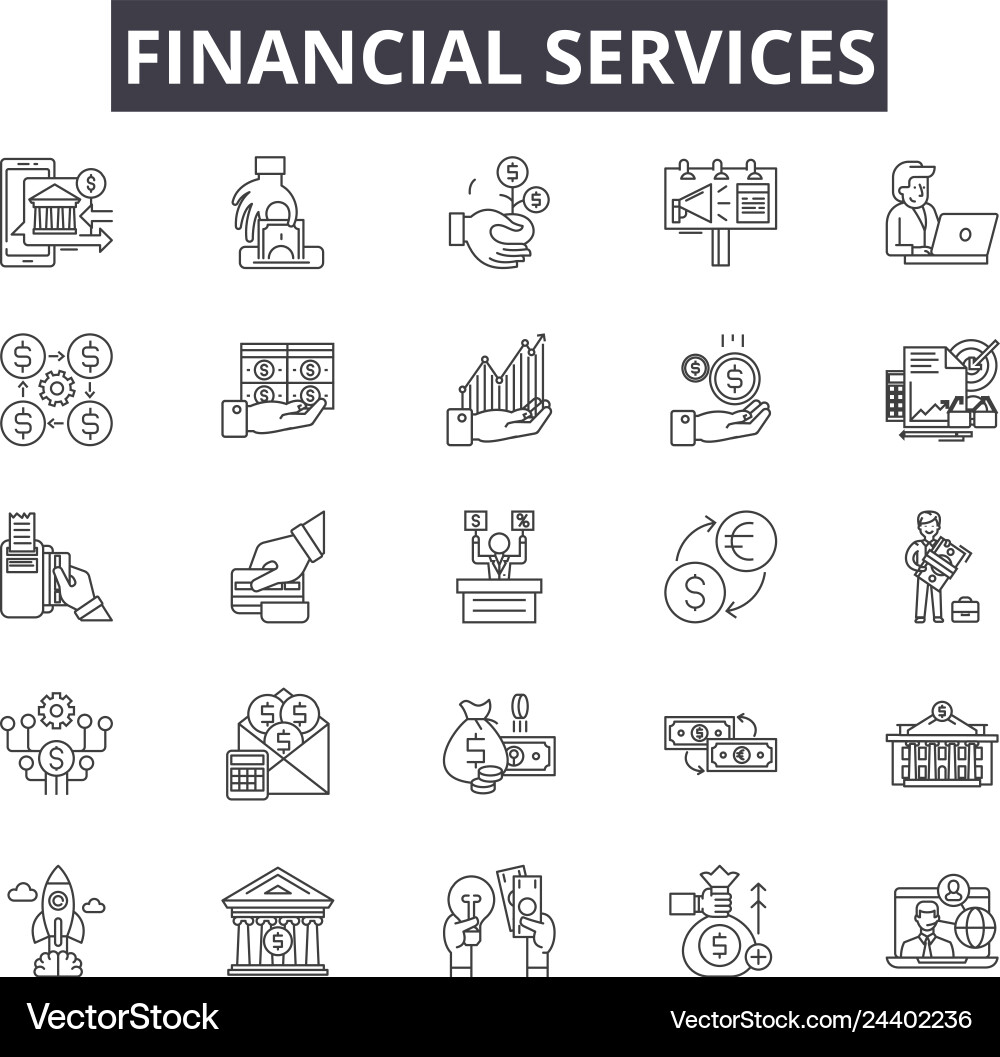 Financial services line icons for web and mobile Vector Image
