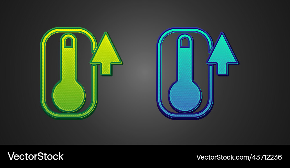 Green and blue meteorology thermometer measuring Vector Image