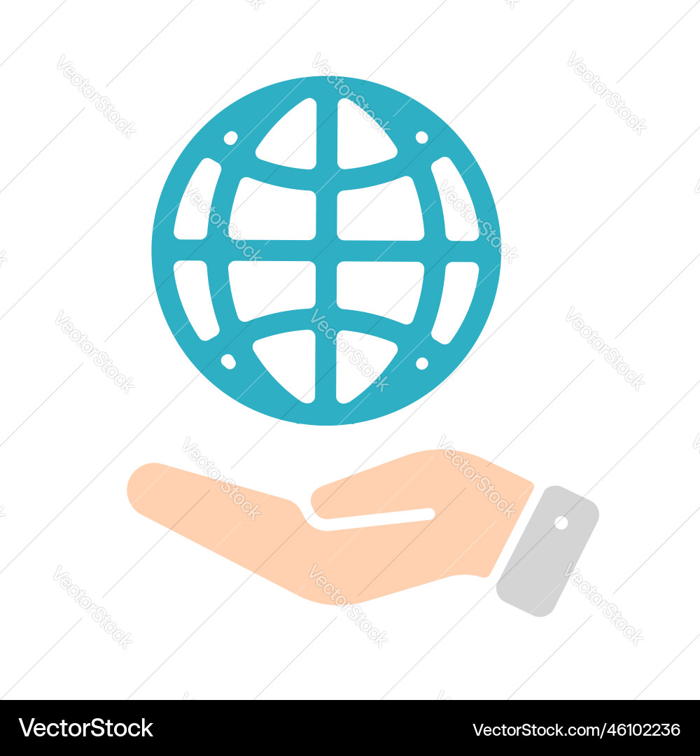 Hand holding globe earth icon eco recycling Vector Image