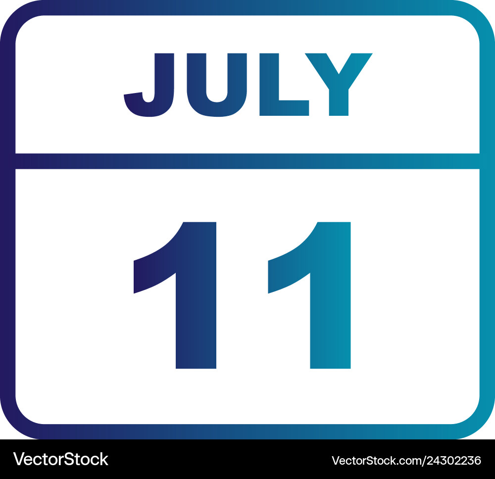 July 11th date on a single day calendar Royalty Free Vector