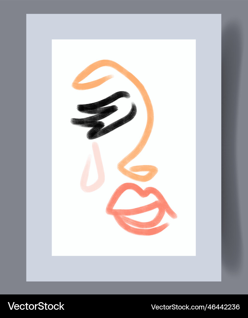 Portrait lady crying face wall art print Vector Image