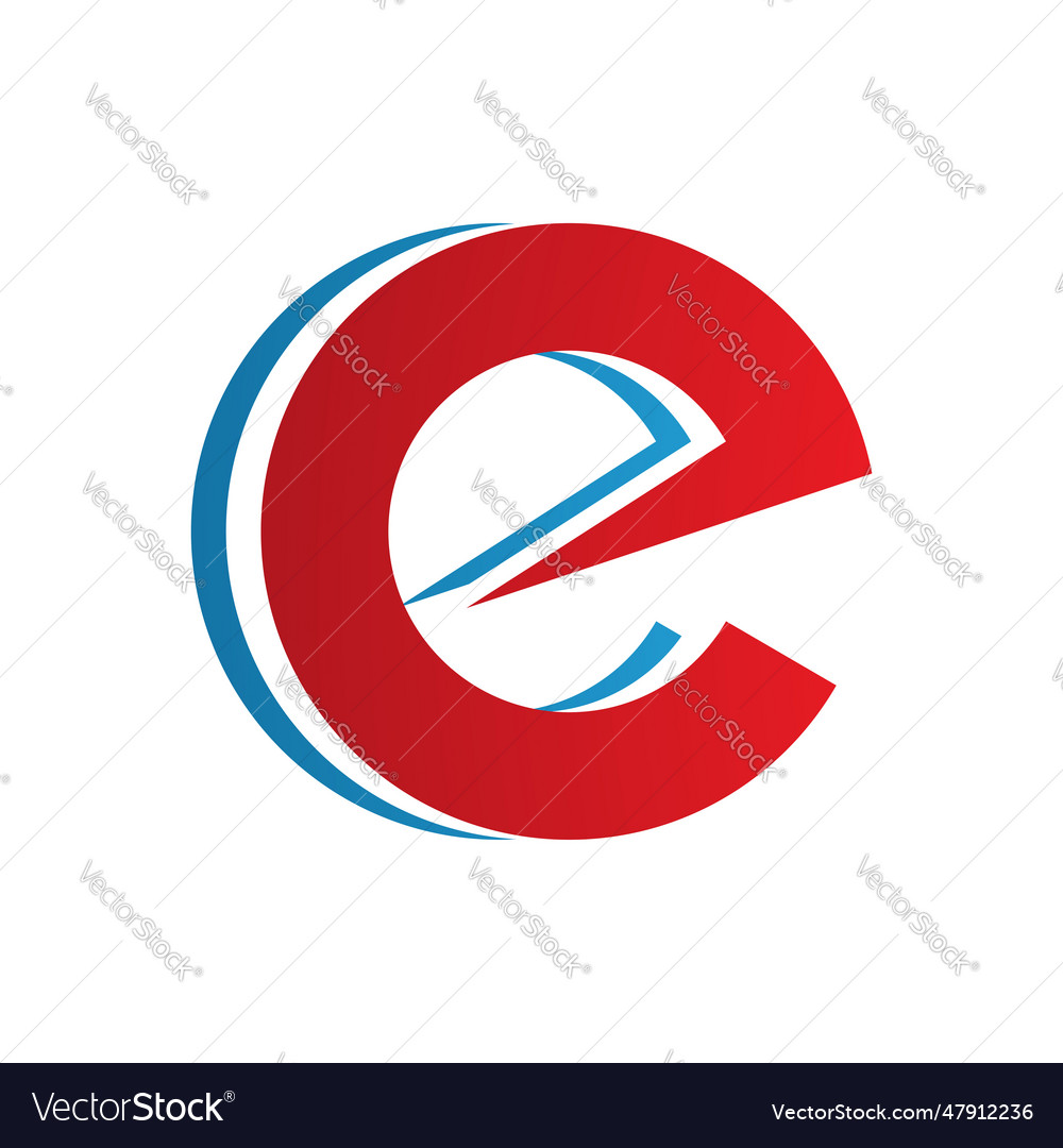 Red and blue round layered lowercase letter e icon Red and blue round layered lowercase letter e icon