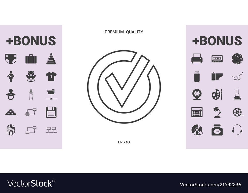 Rounded check mark line icon - graphic elements Vector Image
