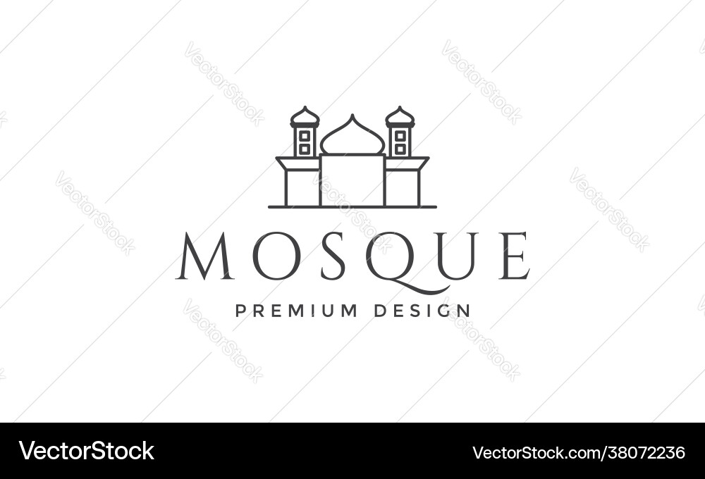 Tower with dome mosque lines logo symbol icon Vector Image