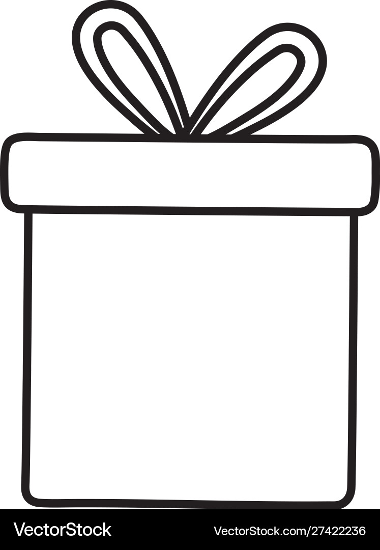 Wrapped gift box decoration merry christmas line Vector Image