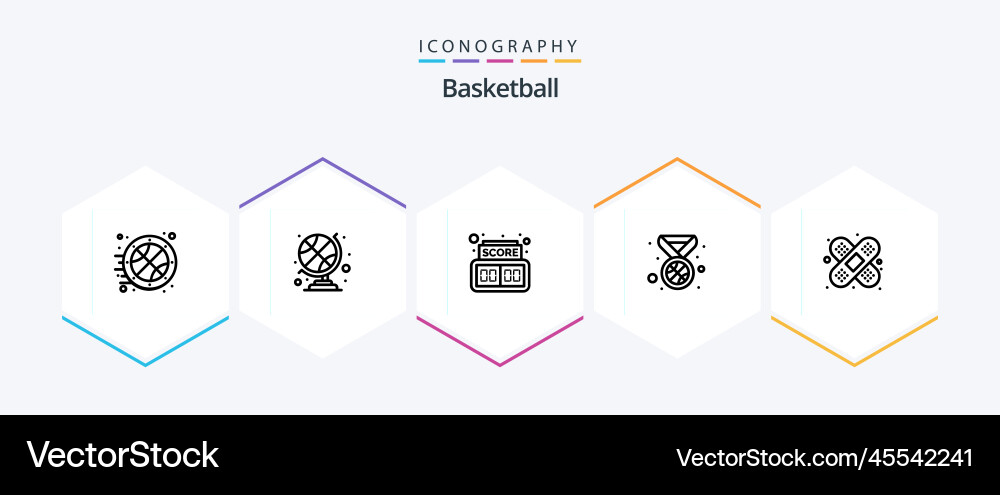 Basketball 25 line icon pack including injury Vector Image