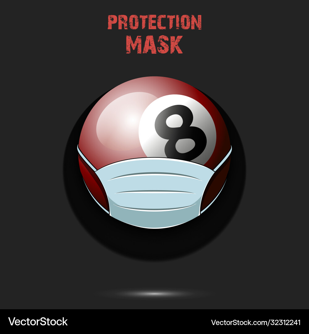 Billiard ball with a protection mask Royalty Free Vector