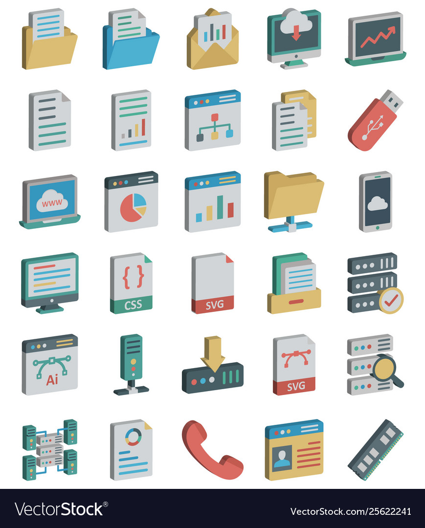 Cloud computing and data storage isometric Vector Image