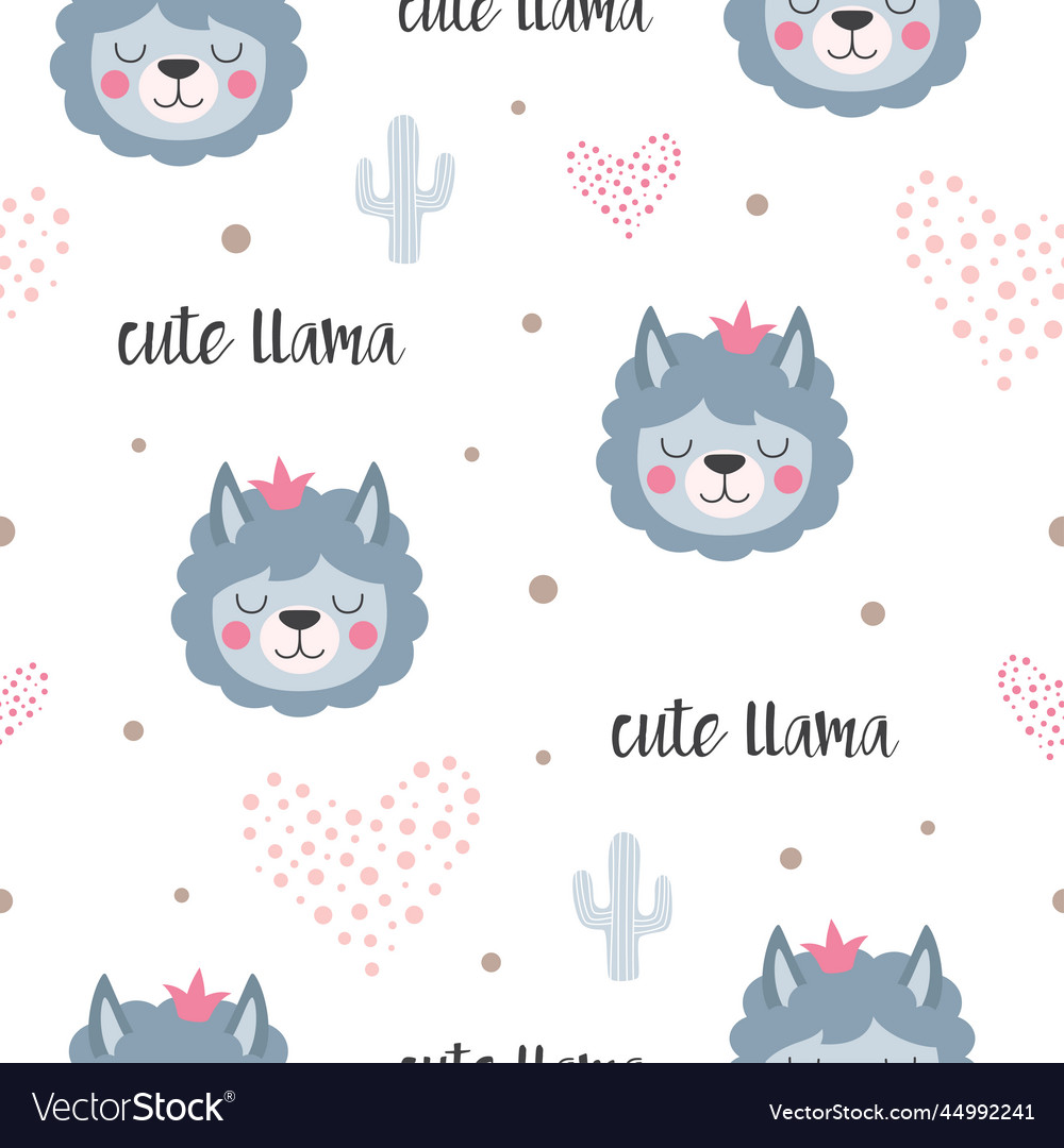 Cute llama alpaca seamless pattern Royalty Free Vector Image