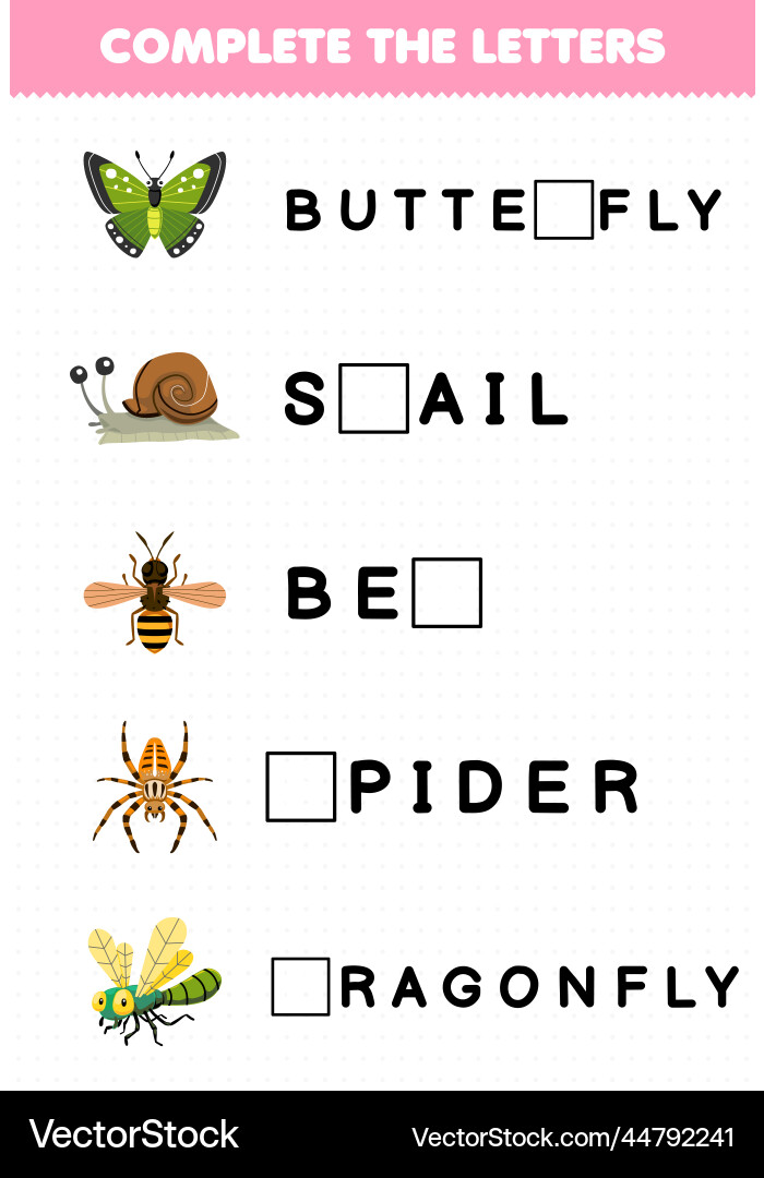 Education game for children complete the letters Vector Image