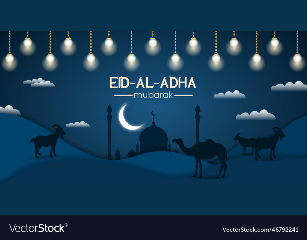 Eid al adha banner design with lighting file Vector Image