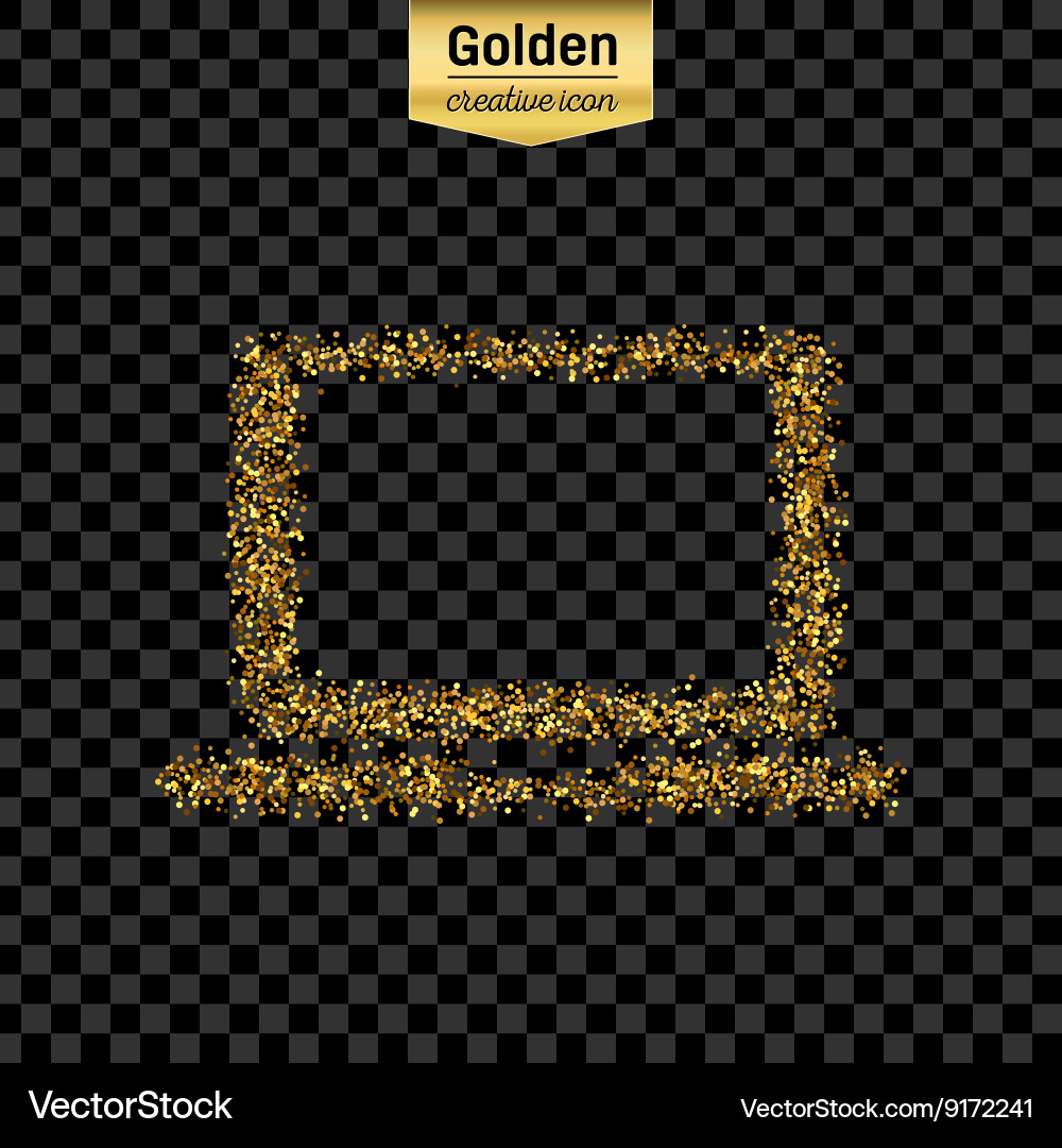 Gold glitter icon of computer isolated Royalty Free Vector