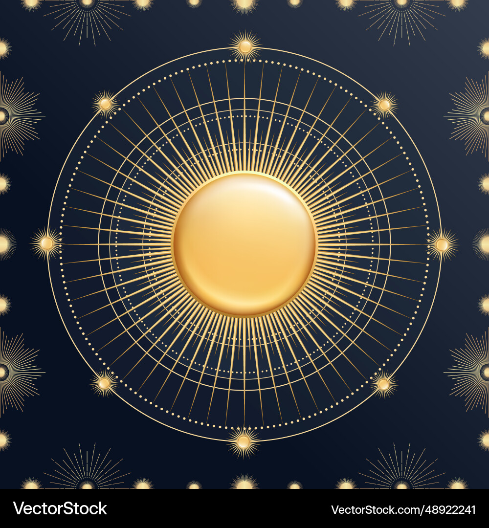 Hand drawn 3d glossy golden sun sunburst Vector Image