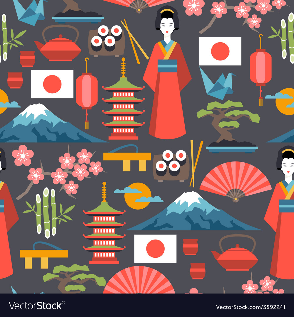 Japan seamless pattern Royalty Free Vector Image