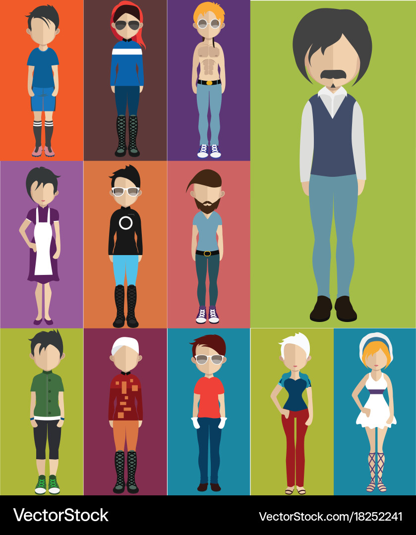 People avatar with full body and torso variations Vector Image