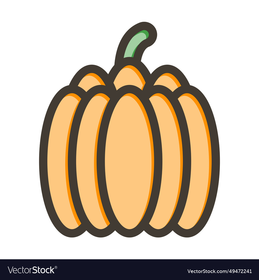 Pumpkin thick line filled colors icon Royalty Free Vector