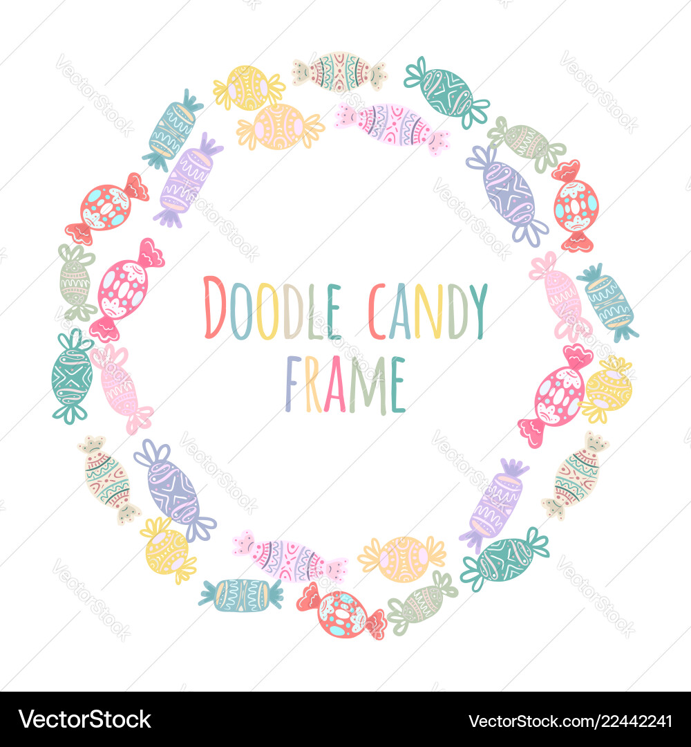 Set of round frames doodle candy pattern Vector Image