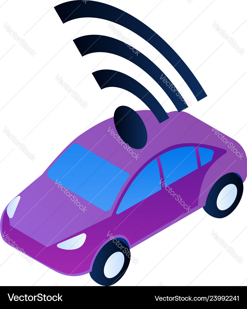 Smart city car icon isometric style Royalty Free Vector