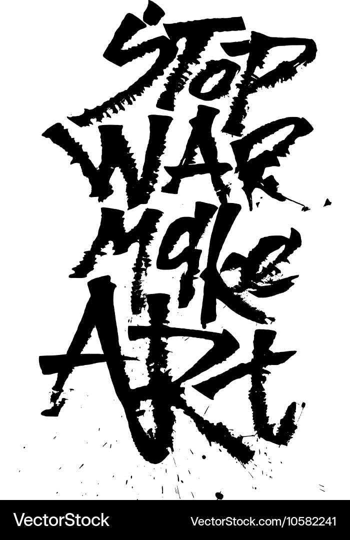 Stop war make art Cola pen calligraphy font Vector Image