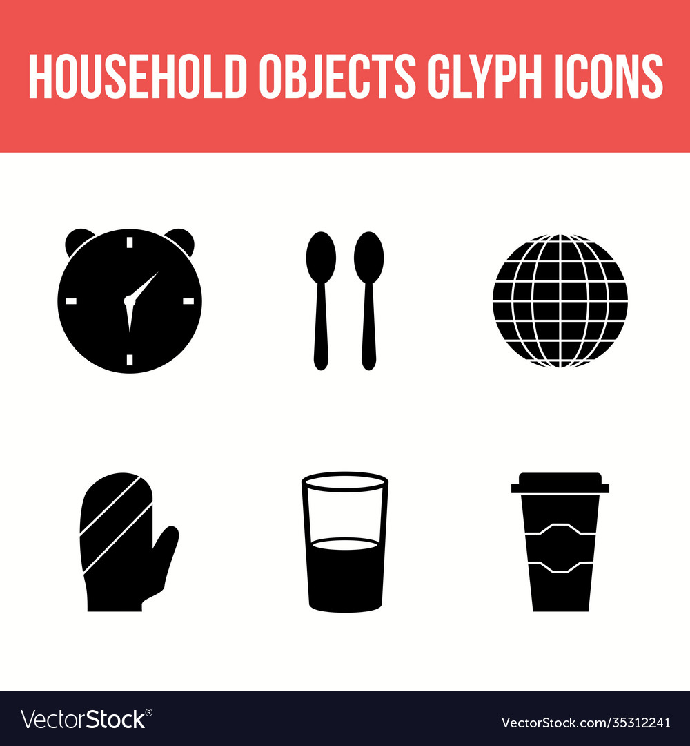 Unique household objects icon set Royalty Free Vector Image