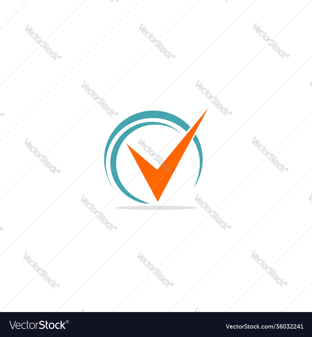 V initial check mark logo Royalty Free Vector Image