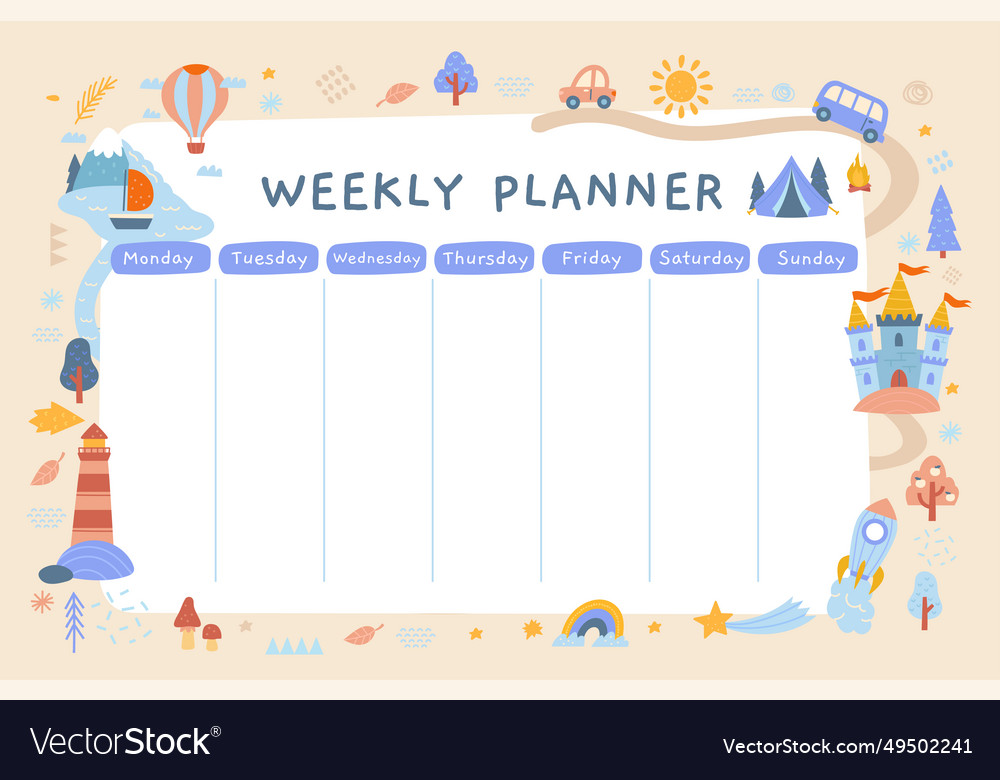 Weekly planner template Royalty Free Vector Image