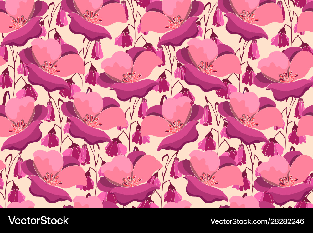 Art floral seamless pattern pink flowers Vector Image