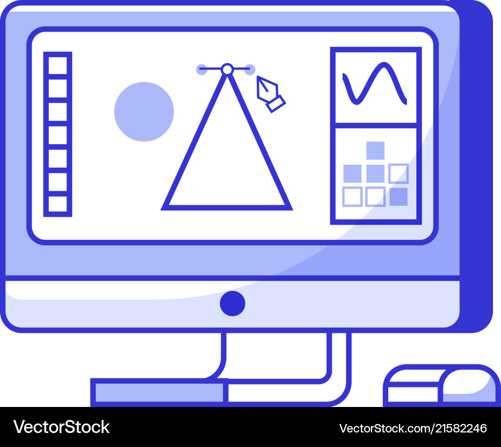 Digital designer monitor icon Royalty Free Vector Image