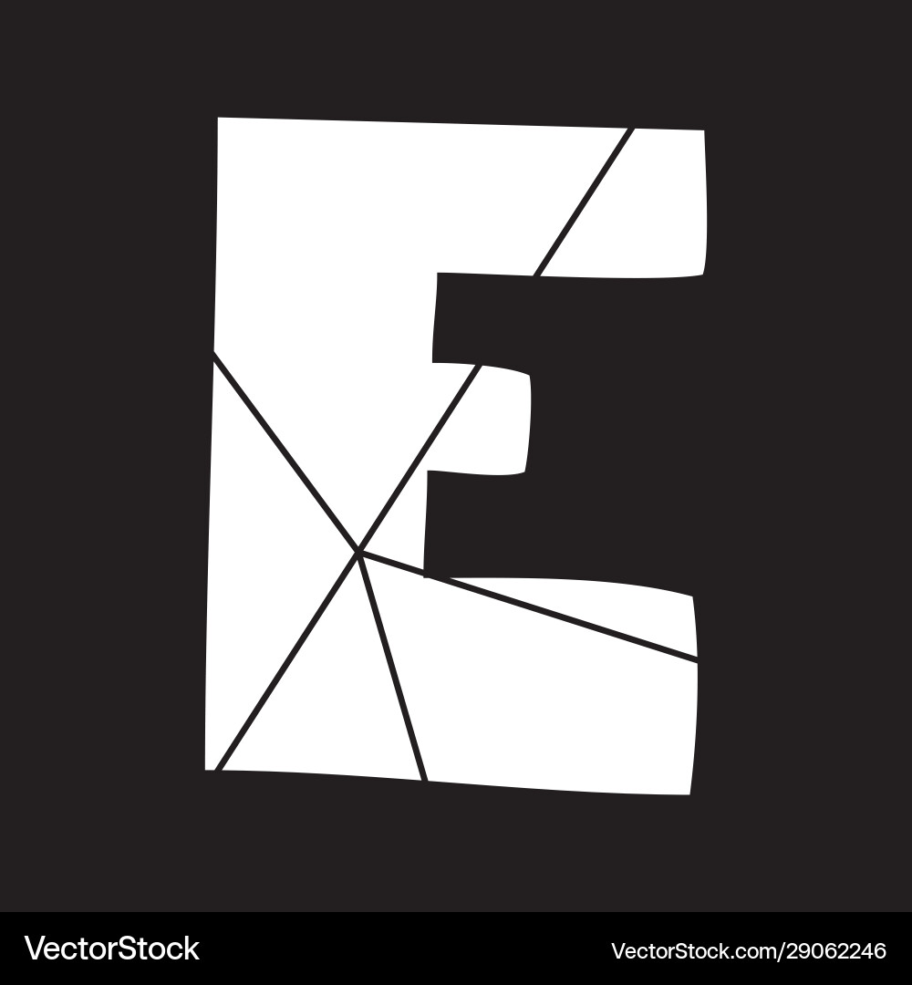 E white alphabet letter isolated on black Vector Image