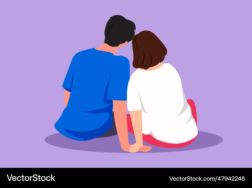 Graphic flat design drawing back view of cute Vector Image
