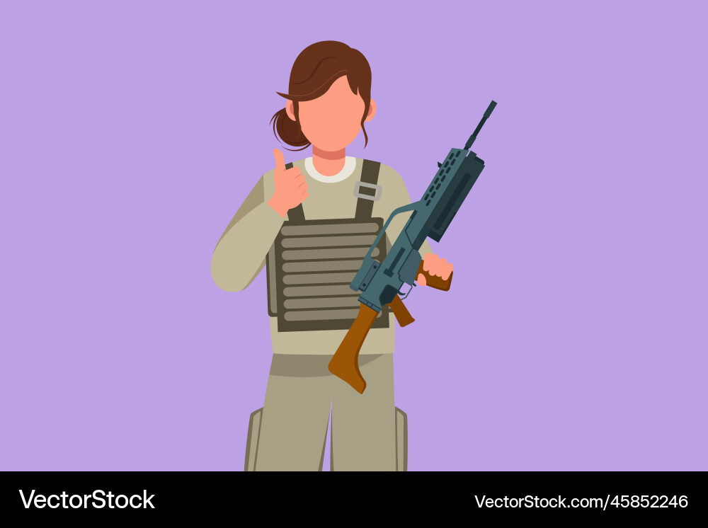 Graphic flat design drawing female soldier in Vector Image