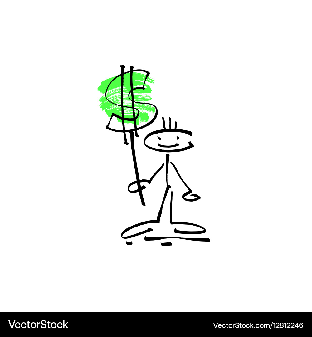 Hand drawing sketch human smile stick figure Vector Image