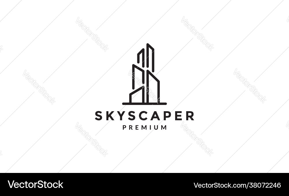 Lines art modern skyscraper logo symbol icon Vector Image