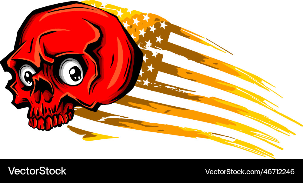 Red skull and flag usa Royalty Free Vector Image