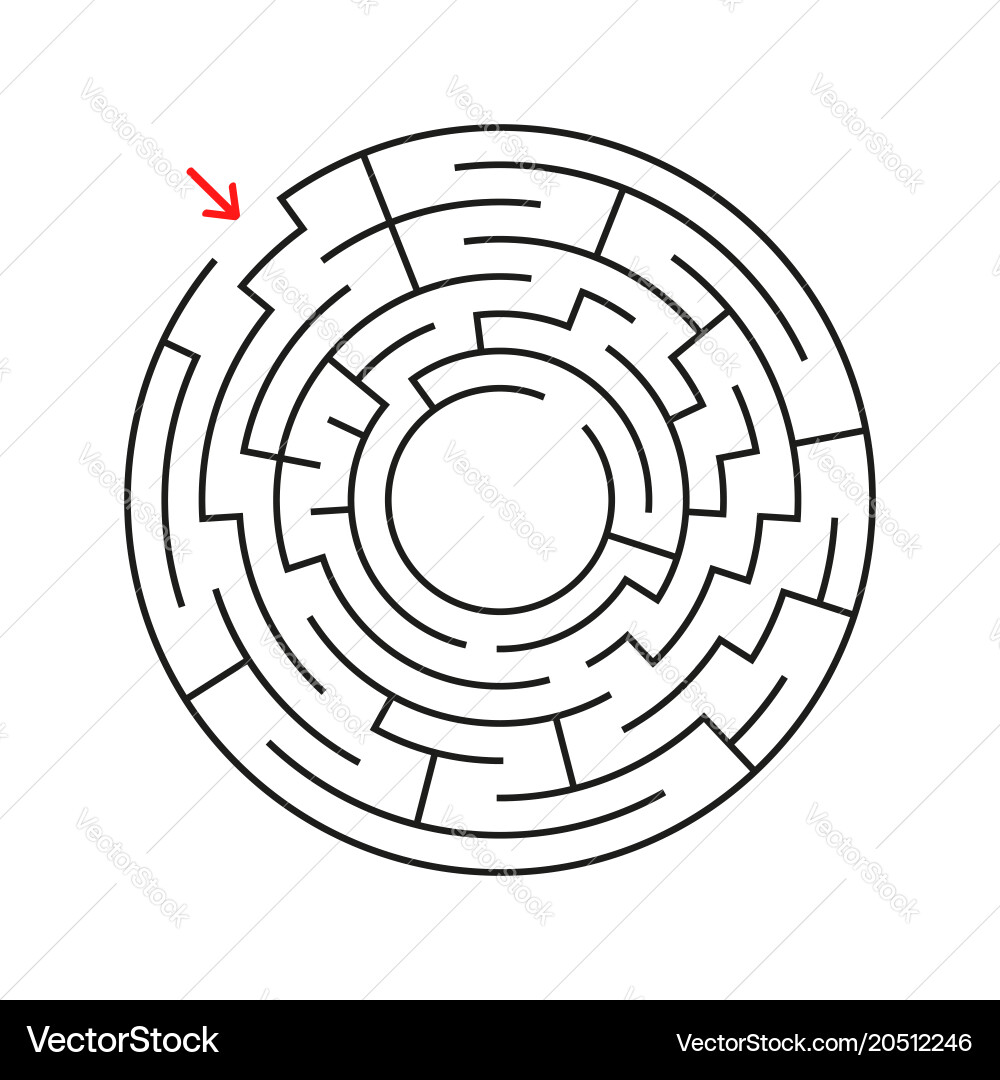 Round labyrinth with the entrance and exit Vector Image