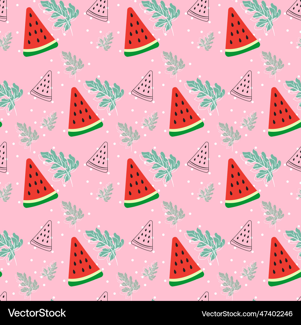 Seamless slice of watermelon pattern with pastel Vector Image