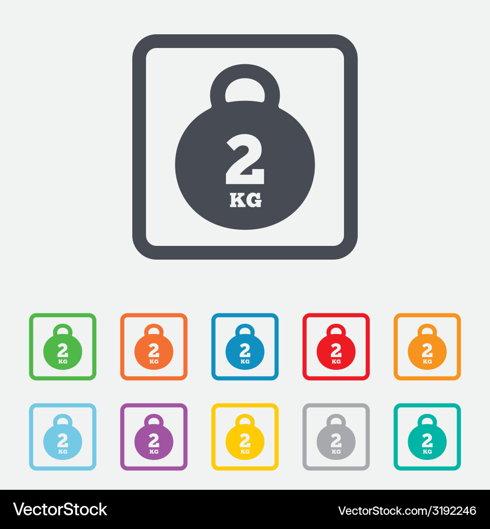 Weight sign icon 2 kilogram kg mail Royalty Free Vector