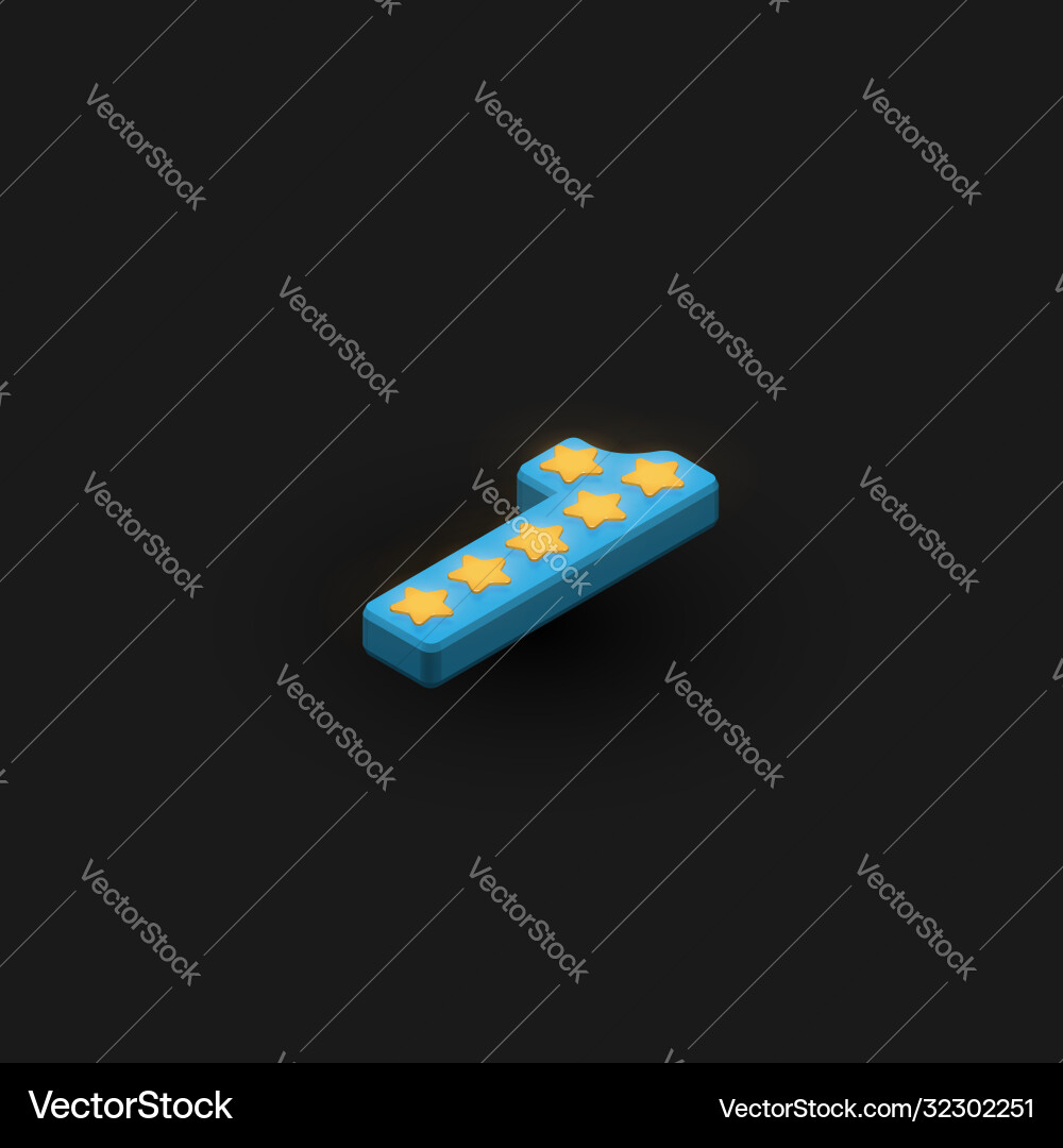 3d bold character 1 with stars isometric Vector Image