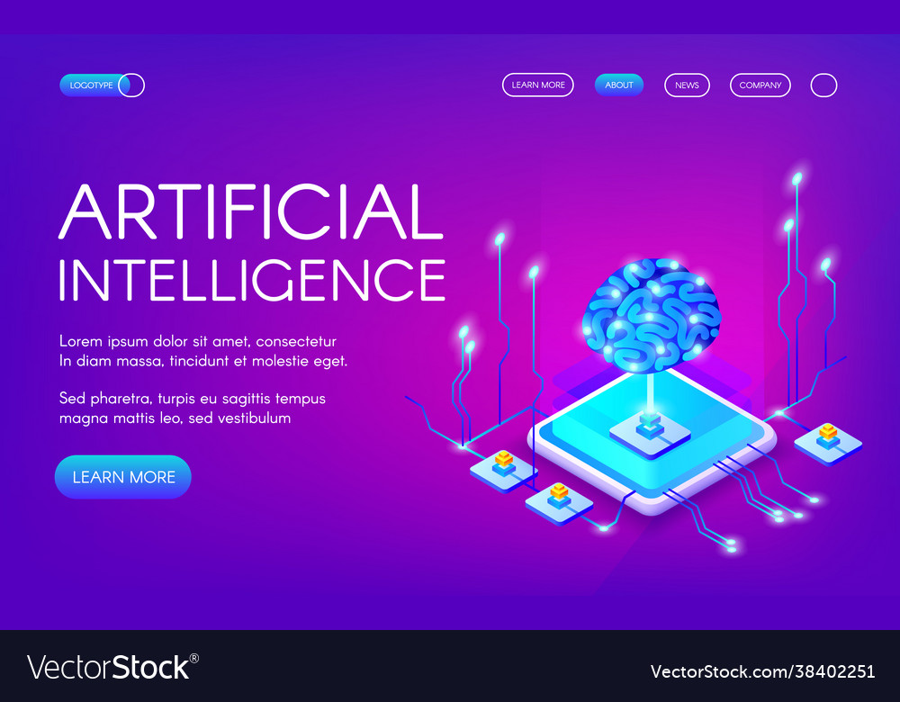Artificial intelligence brain Royalty Free Vector Image