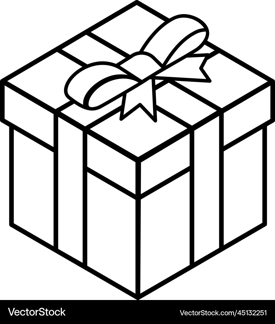 Beautifully wrapped gift box outline isometric ic Vector Image