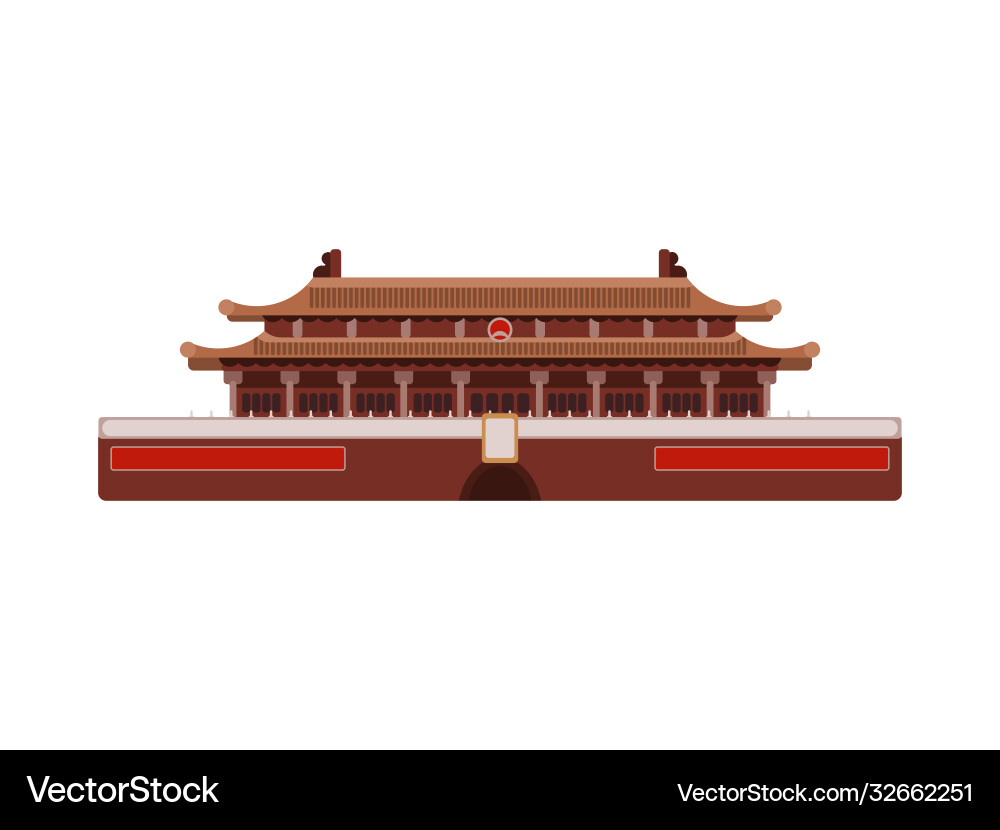Chinese palace red building flat on background Vector Image
