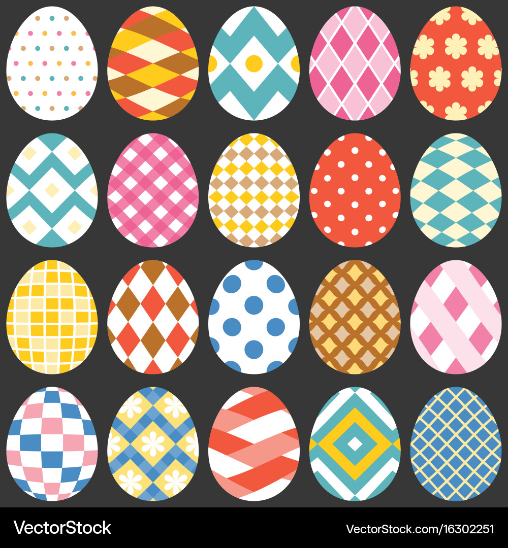 Colourful easter eggs flat design set 2 Royalty Free Vector