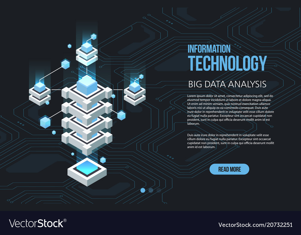 Concept of big data processing isometric Vector Image